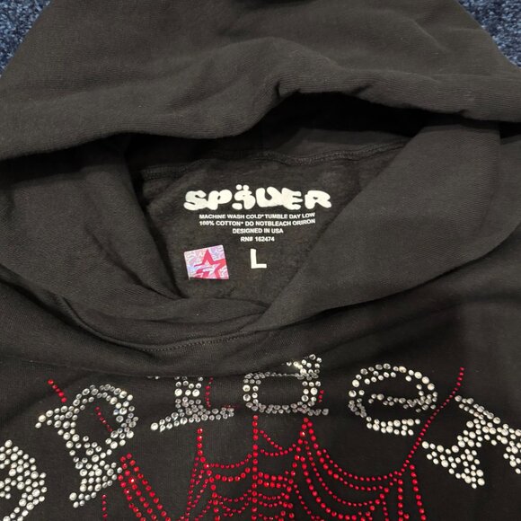 Sp5der | Shirts | Sp5der Og Rhinestone Logo Hoodie Black Mens Size ...